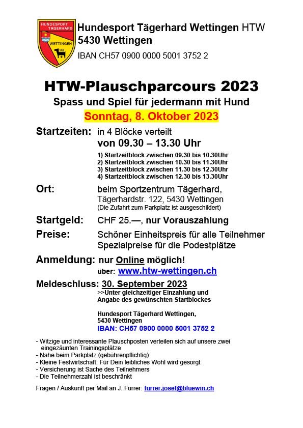 HTW: Plauschparcours 2023-Vereine/Hundeschulen